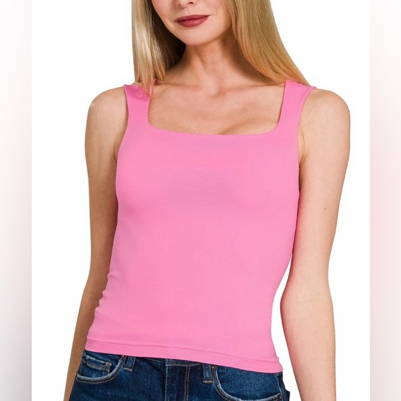Tops | 6 Candy Pink Dbl Layered | Poshmark